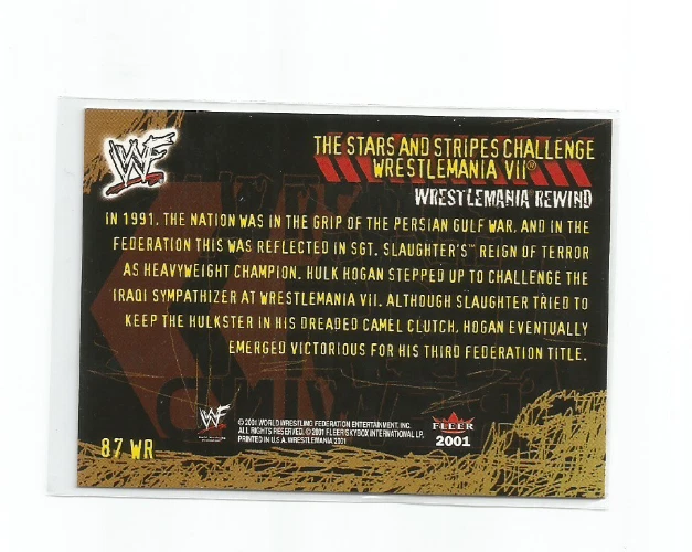 HULK VS SLAUGHTER-WRESTLEMANIA Vii 2001 Fleer Wwf/Wwe Wrestlemania ...