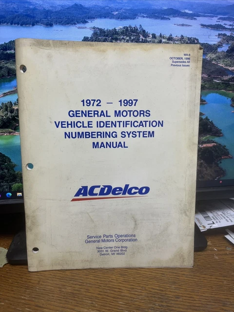1973-97 GM VEHICLE Identification Numbering System Manual Ac Delco Wa-6 ...