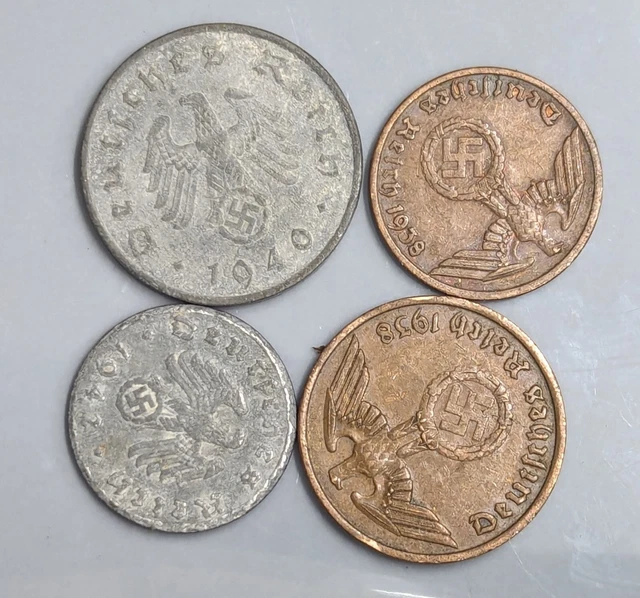 WW2 NAZI GERMANY German Coin collection lot of 4 coins (#C3094) $34.95 ...