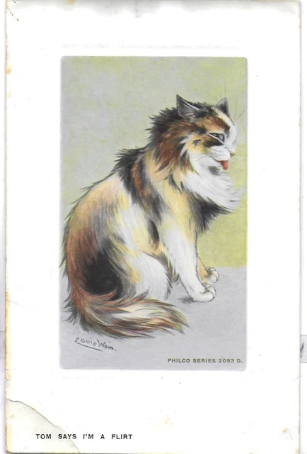 VINTAGE COMIC HUMOR Postkarte, Künstler Louis Wain, Katze ""Tom Says I'm A Flirt""1909 EUR 5,83 ...