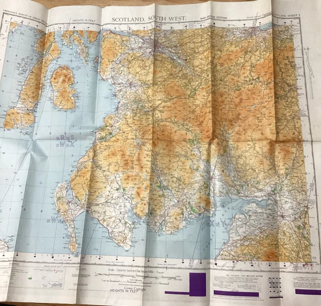 ORIGINAL BRITISH ARMY War Office 1948 Map - Scotland South West Sheet 2 ...