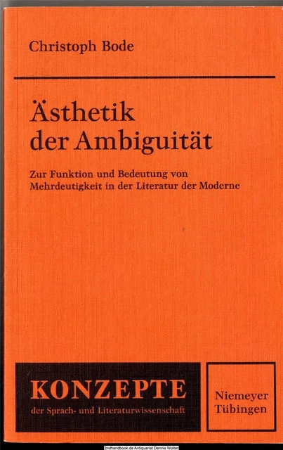 AESTHETICS OF AMBIGUITY by Christoph Bode 3484220430 £143.03 - PicClick UK