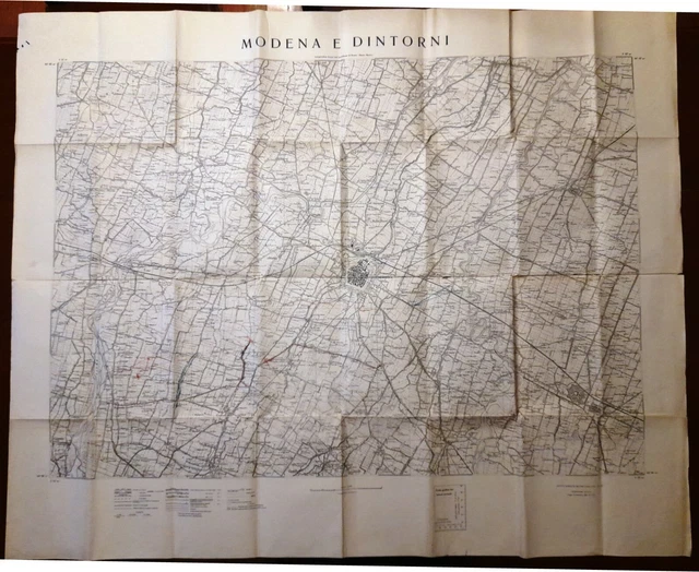 CARTA GEOGRAFICA ANTICA MODENA e DINTORNI grande foglio IGM 1935 ...