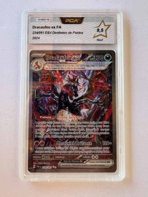 CARTE POKÉMON DRACAUFEU ex FA 234/091, Destinées de Paldea FR. Certifiée PCA 9,5 EUR 260,00 ...