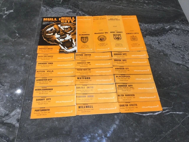 26 HULL CITY Programmes Complete Set Of League, Cup & Friendlies 1969/ ...
