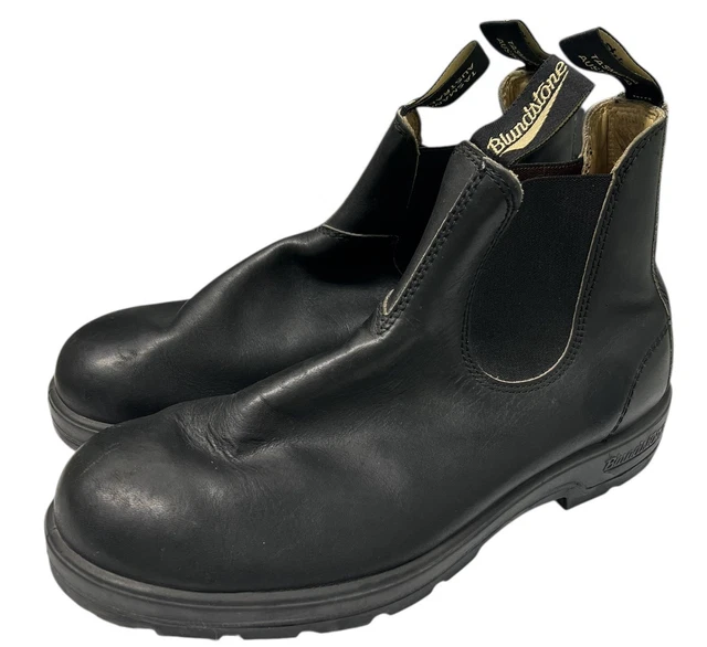BLUNDSTONE CHELSEA BOOTS Black Men’s 10 Leather Upper Synthetic Lining ...