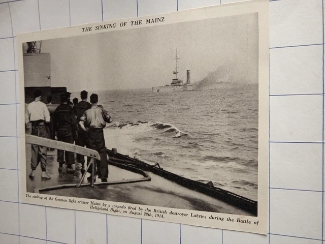 THE SINKING OF the mainz German light cruiser torpedo British destroyer ...