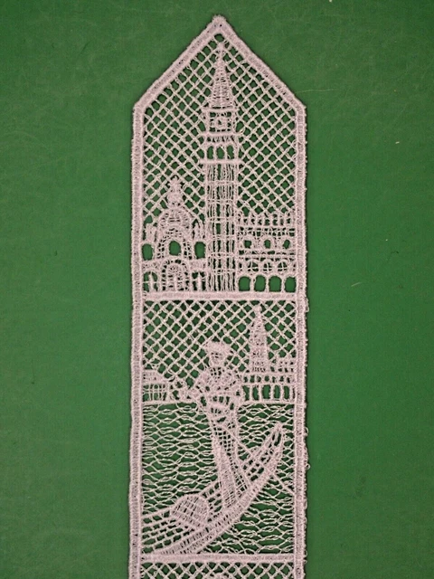 LACE VENICE BOOKMARK, Gondolier, St. Marks Square, Bridge of Sighs (J ...