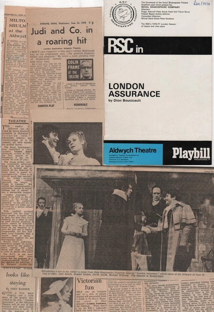 1970 JUDI DENCH RSC in London Assurance Aldwych Theatre Programme ...
