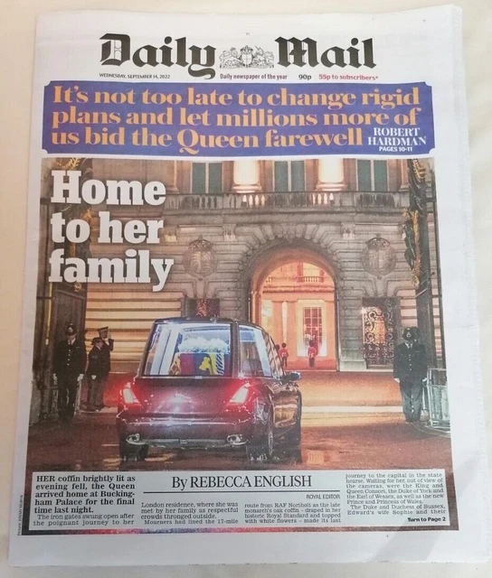 NEWSPAPER - HISTORIC Daily Mail Queen Home To Family Buckingham Palace ...