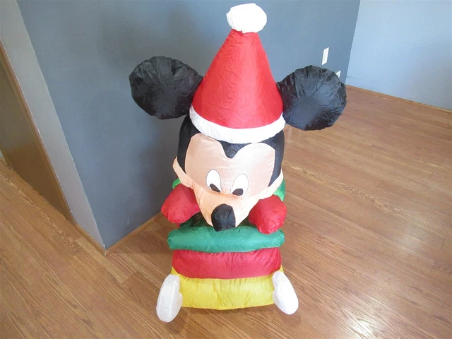 DISNEY MICKEY MOUSE Christmas Sleigh 4 Foot Airblown Inflatable Gemmy ...