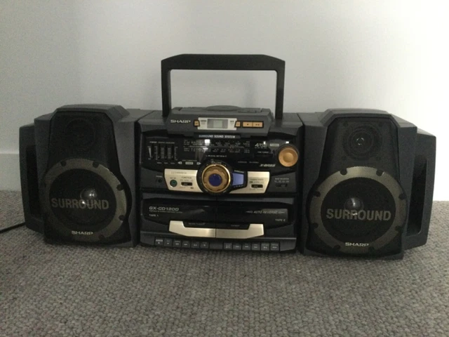 SHARP GX-CD1200 PORTABLE CD Tape Radio Stereo Component System Surround ...