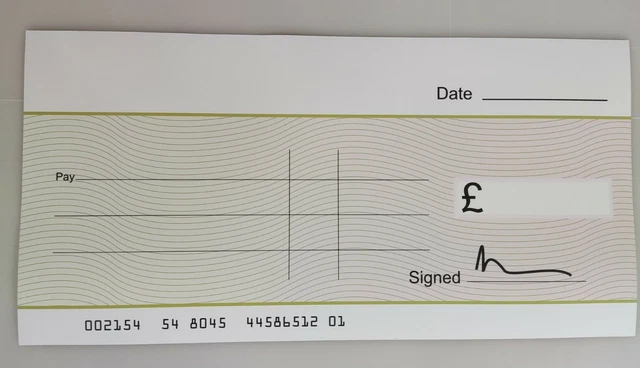 Blank Cards PRESENTATION LARGE BLANK Cheque With Bank Logo For ...