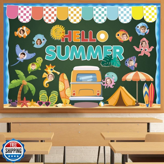 SUMMER BULLETIN BOARD Decorations Set,70 Pcs Beach Hawaiian Tropical ...