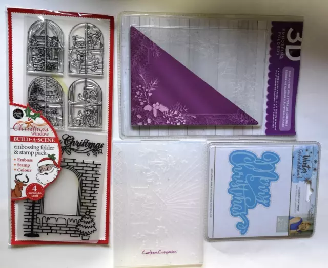 BUNDLE OF CHRISTMAS Embossing Folders, Die, Stamps Crafters Companion ...