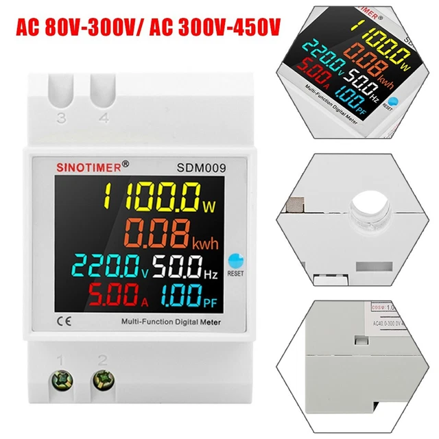 DIGITAL VOLTMETER WATTMETER Energy Watt KWh Meter Single Phase 45.0Hz ...