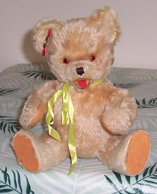 VINTAGE SCHWIKA MOHAIR Teddy Bear Austria Standing Open Mouth Zotty ...