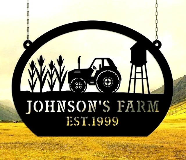 PERSONALIZED BLACK HANGING Garden Farm Metal Name Sign Decorative Wall ...