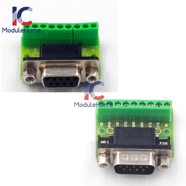 1-10PIECE D-SUB DB9 Breakout Board Connector 9 Pin 2 Row Male Female RS232 RS485 EUR 1,92 ...
