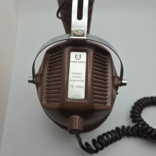 VINTAGE CONCERTO TE-1010 Dynamic Stereo Headphones Made In Japan Brown ...