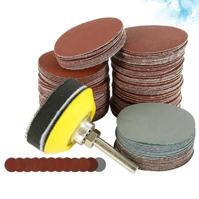 100 PCS DISC Sandpaper Set Pieces Self-adhesive Grit Emery Papers Clean ...