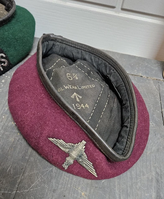 WW2 BRITISH BERET BASQUE LTD, MAROON PARATROOPER BERET 1944 Size 6 7/8 ...