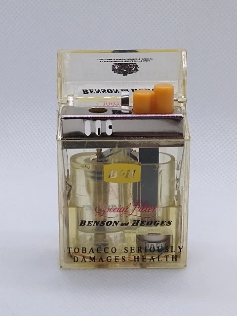 VINTAGE SEE THROUGH B&H Benson and Hedges Cigarette Packet Lighter ...