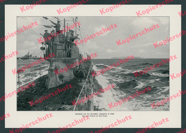 CLAUS BERGEN U-BOOT Feindfahrt Nordsee Kaiserliche Marine Helgoland ...