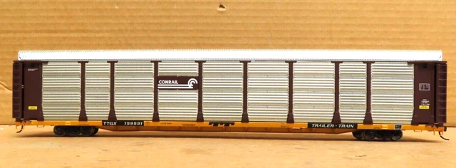 WALTHERS 920-101333 89' Thrall Bi-Level Auto Carrier Conrail 159591 Ho ...