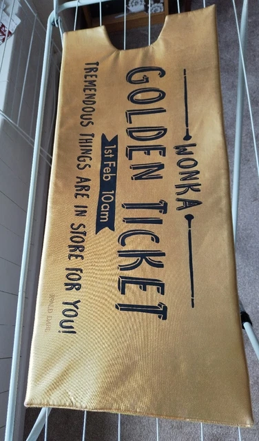 GOLDEN TICKET WILLY Wonka Chocolate Factory Roald Dahl Book Day Costume ...