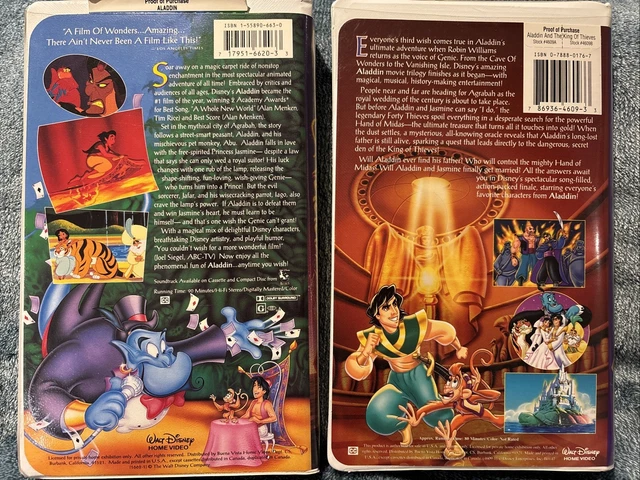 ALADDIN & ALADDIN and the King of Thieves VHS Combo 2pk £6.33 - PicClick UK