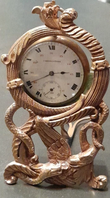 ANCIEN PORTE MONTRE de gousset chevalet bronze doré serpent & dragon ...