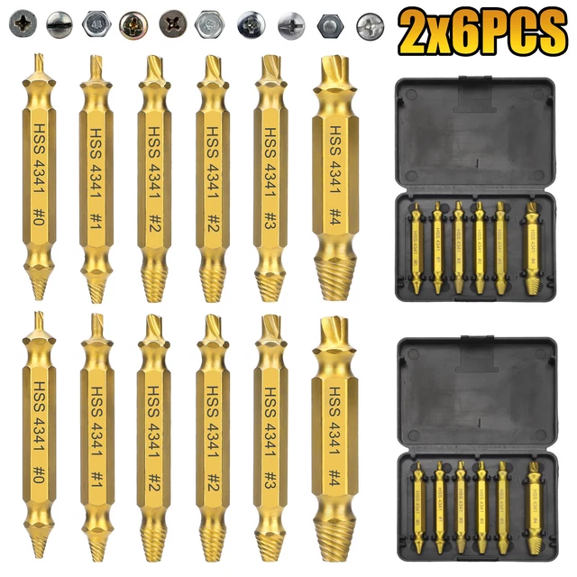 12PCS/SET DAMAGED STRIPPED Screws Extractor Broken Bolt Remover Drill ...