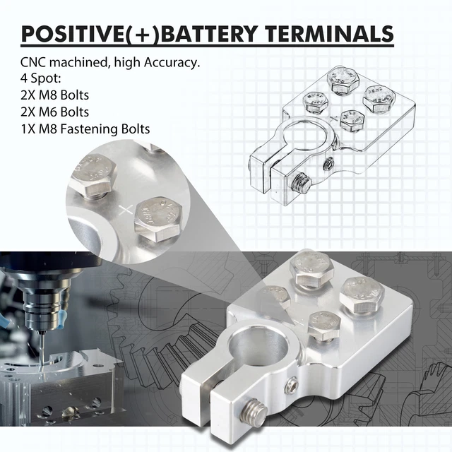 ALUMINUM MULTI-CONNECTION FLAT Battery Terminals Clamps Lead For SAE ...
