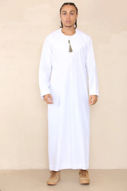 HOMMES BLANC THOBE Juba Saoudien Islamique Arabe Eid Erirats Caftan ...
