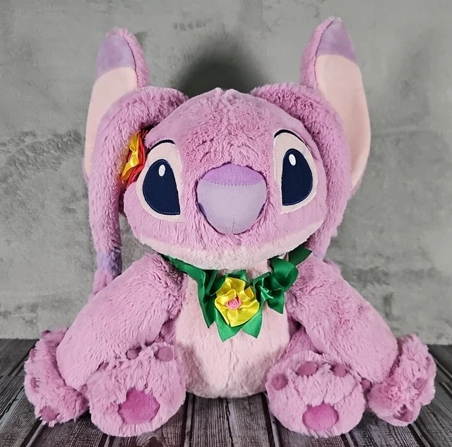 DISNEY STORE ANGEL Lilo Stitch Plush 15" Hawaiian Flower Lei Stuffed ...