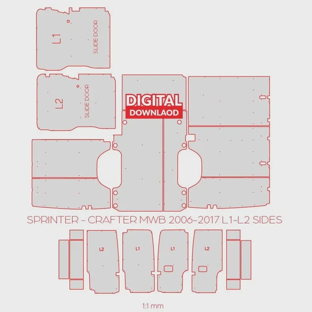 MERCEDES SPRINTER DXF files CNC ready to cut, Van plywood lining Kit ...