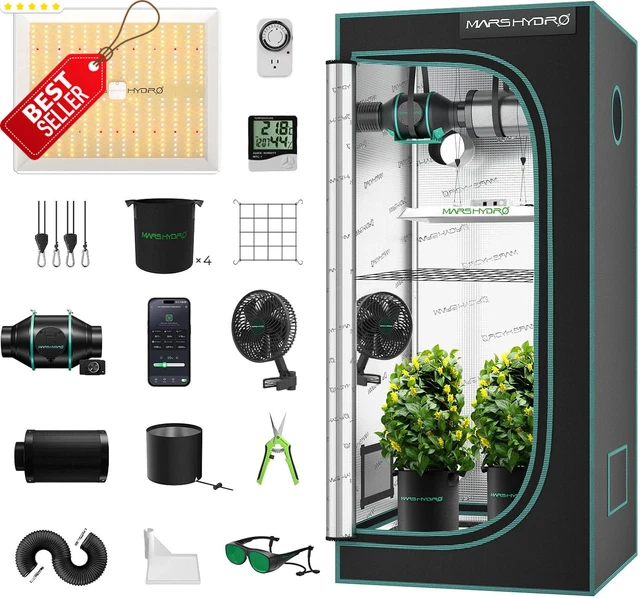 3X3 GROW TENT Kit Complete TS1000 Dimmable Full Specturm 2.3X2.3X5.2Ft ...