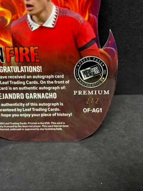 2024 LEAF ON Fire Die Cut ALEJANDRO GARNACHO Premier League Soccer AUTO ...