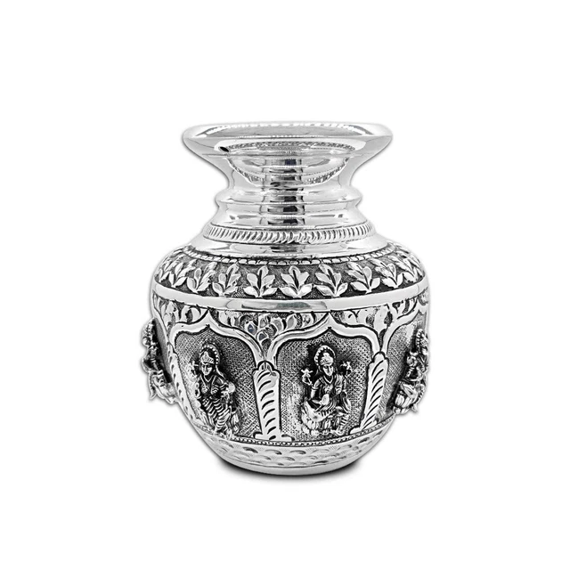 UNIQUE LAKSHMI MURTI Design Pure Silver Pooja Kalash For Pooja Room ...