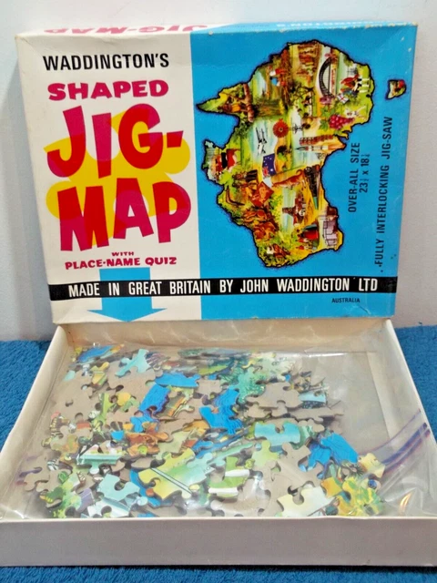 VINTAGE WADDINGTONS SHAPED JIG-MAP (ENGLISH, BOXED, 1960's) - AUSTRALIA ...