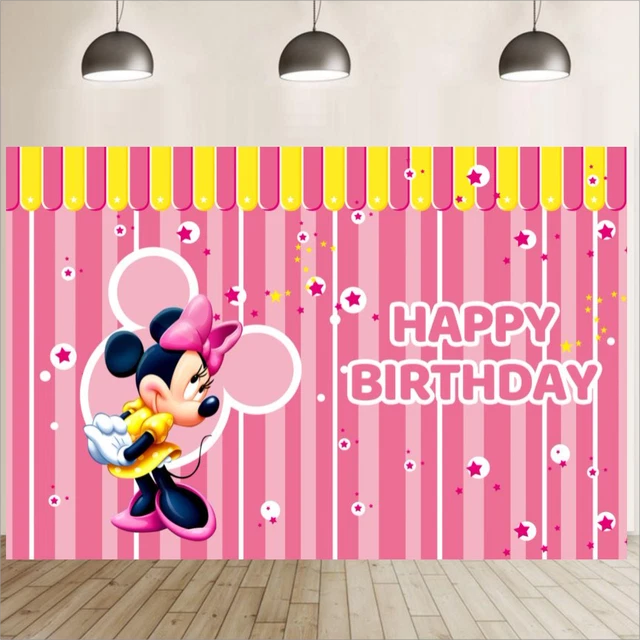 PINK MINNIE MOUSE Backdrops Baby Shower Happy Birthday Photo Background ...