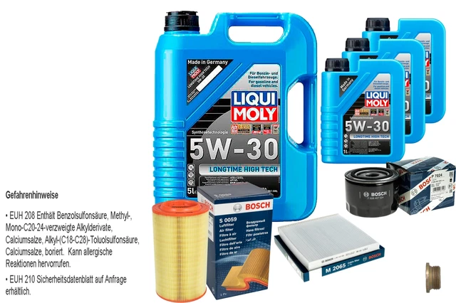 BOSCH INSPECTION SET 8 LIQUI MOLY Longue Date High Technologie 5W-30 pour Fiat EUR 166,46 ...