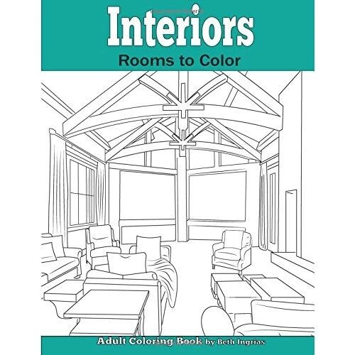 INTERIORS: ROOMS TO Color: An Adult Coloring Book - Paperback NEW ...