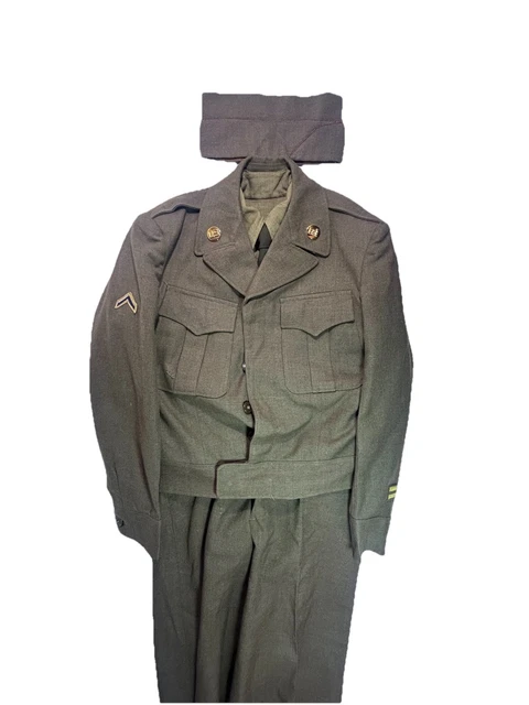 WWII US ARMY Ike Jacket Uniform Set Pants Shirt Tie Garrison Cap £222. ...