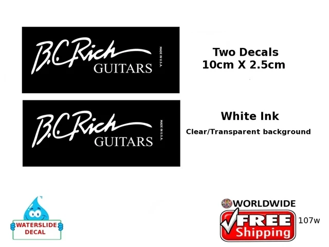 BC RICH GUITAR headstock Restoration decal waterslide logo 107w $12.00 ...