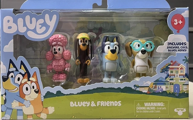 BLUEY & FRIENDS Snickers, Coco, Bluey, Honey 2.5" Figure 4 Pack New £11 ...