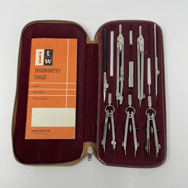 VINTAGE TACRO DRAFTING Set 2331 Compass Engineering Kit Germany Trig ...