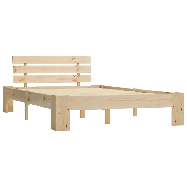 WALPLUS BED FRAME Solid Pine Wood 140x200 cm Double Wooden Bed Frame £ ...