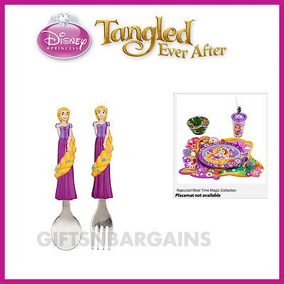 DISNEY PRINCESS RAPUNZEL Flatware Fork & Spoon Set Mealtime Tangled BPA ...